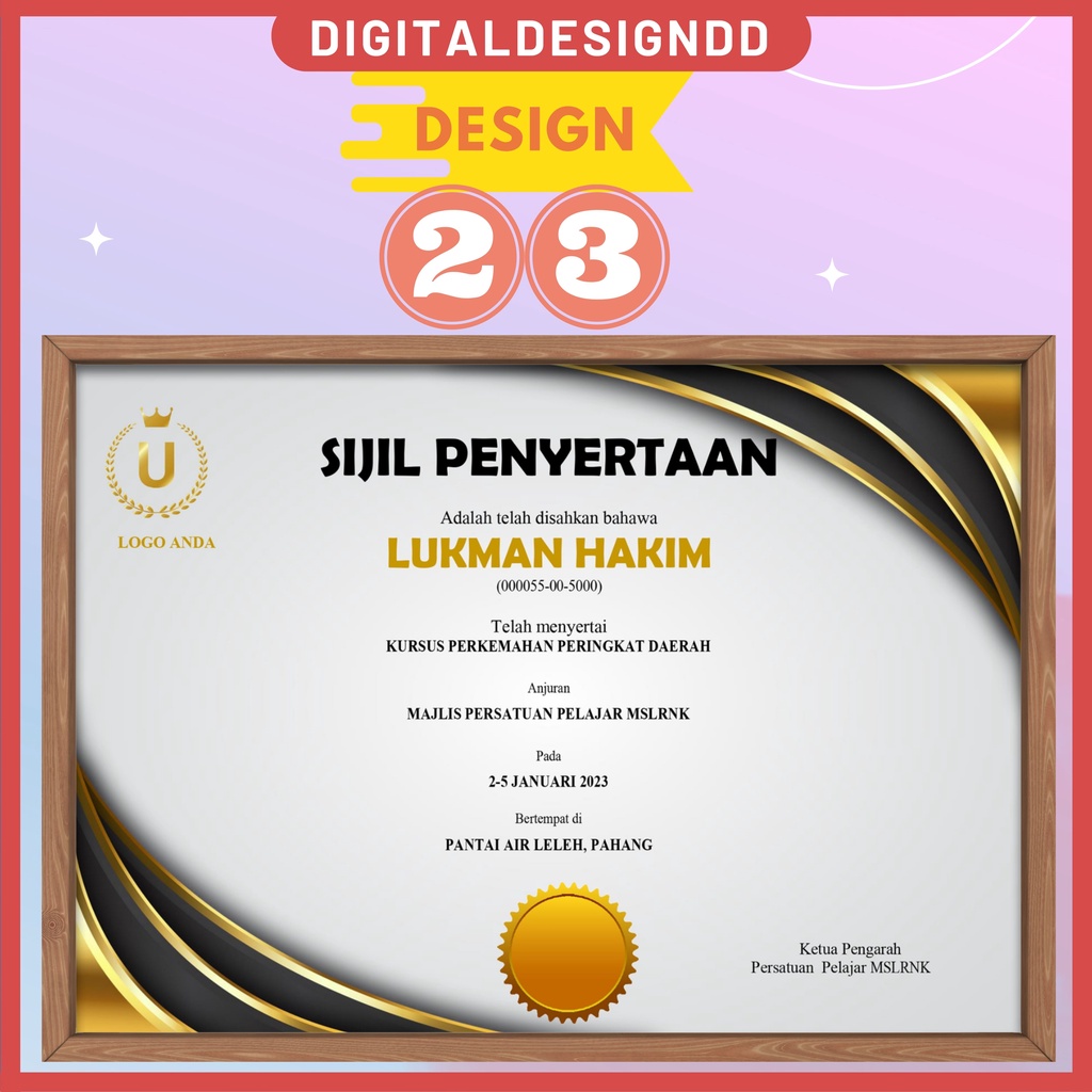 Sijil digital 48 template digital certificate pelbagai pilihan edit ...
