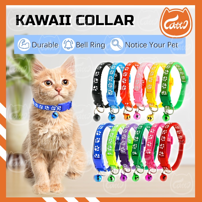 CATTO Kawaii Collar Rantai Kucing Pet Nylon Fabric Cat Collar with Bell ...