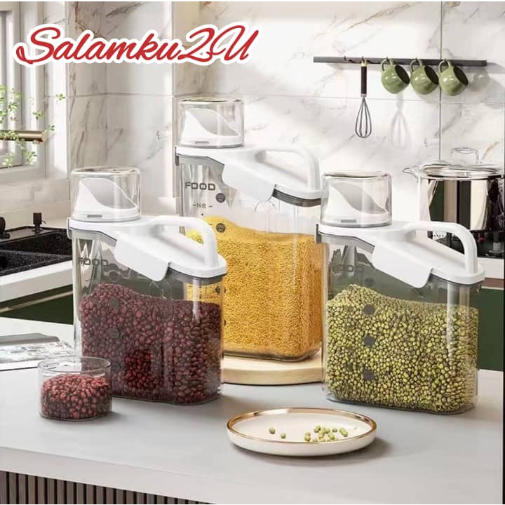 2.0L 2.8L PC Food Storage Container Cereal Rice Grain Dispenser Food ...