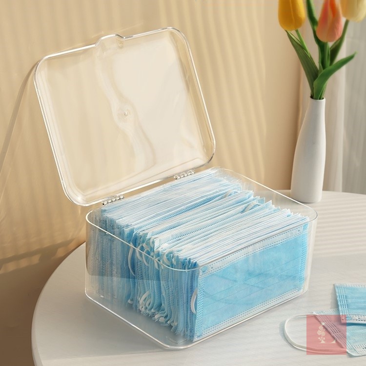 Mask Organizer Storage Box Stackable Transparent FaceMask Organize ...