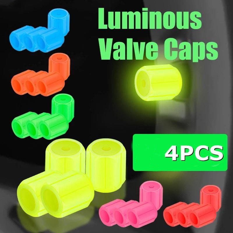 4pcs/set Mini Luminous Tire Valve Caps Car Motorcycle Colorful Glowing ...