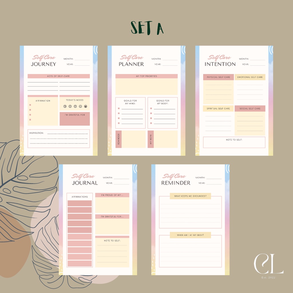 Digital Planner Template | Self-Care Motivation Daily Weekly Journal ...