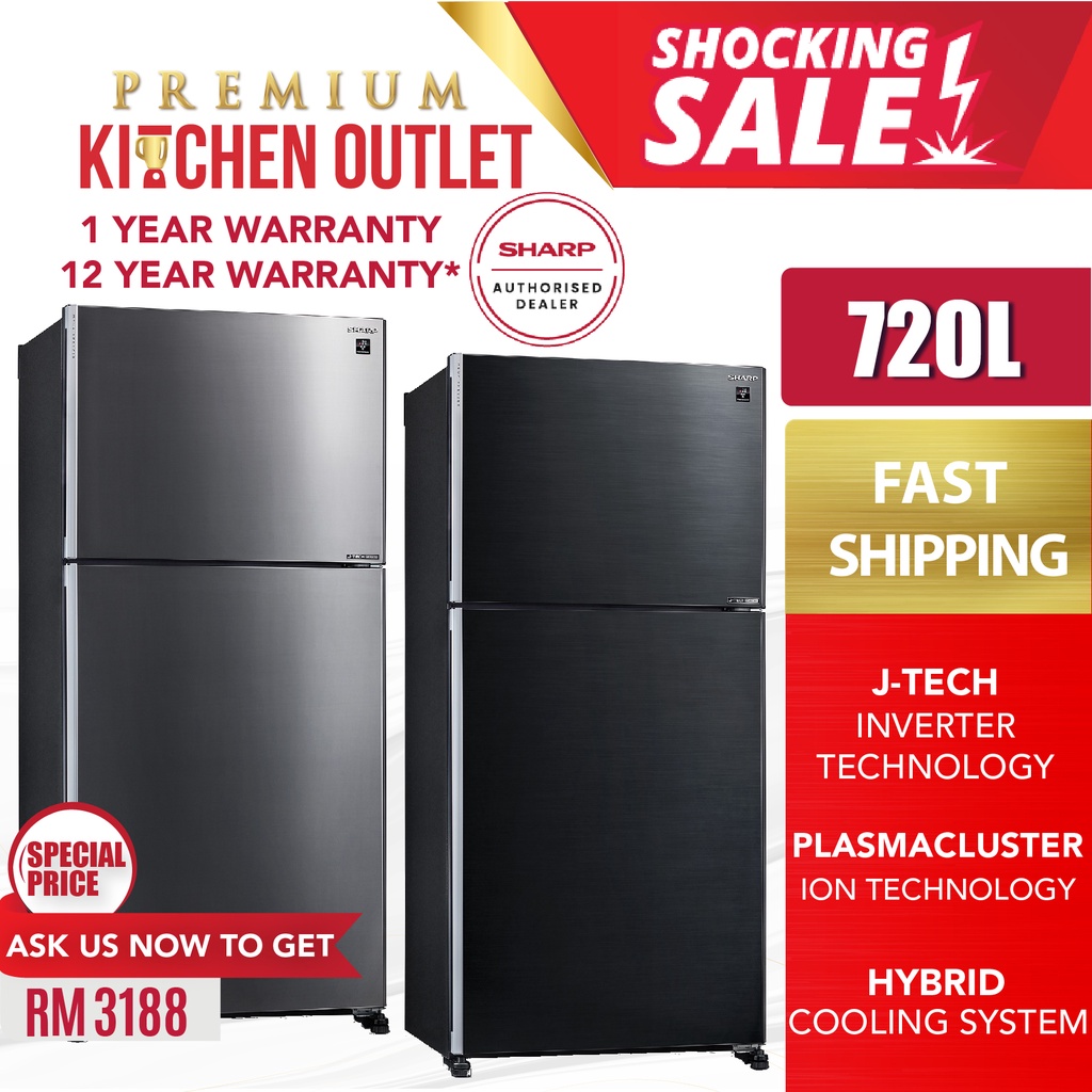 Sharp 720L J-Tech Inverter Pelican Refrigerator SJP80MFMK | SJP80MFMS ...