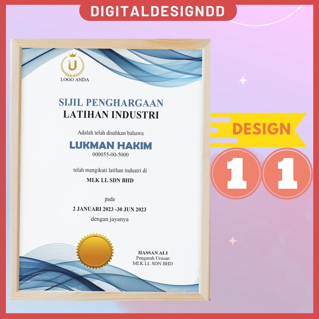 Sijil digital 48 template digital certificate pelbagai pilihan edit ...