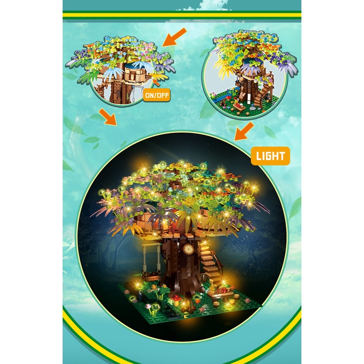 MOC Creative Street View Ideas Series Set Tree House with light ...
