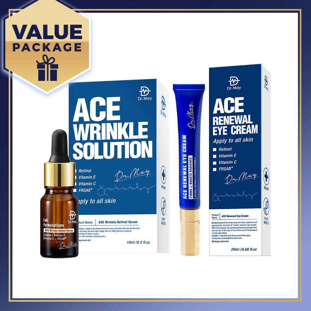 Dr May Ace Renewal Eye Cream 20ml + Ace Wrinkle Solution 10ml | Shopee Malaysia