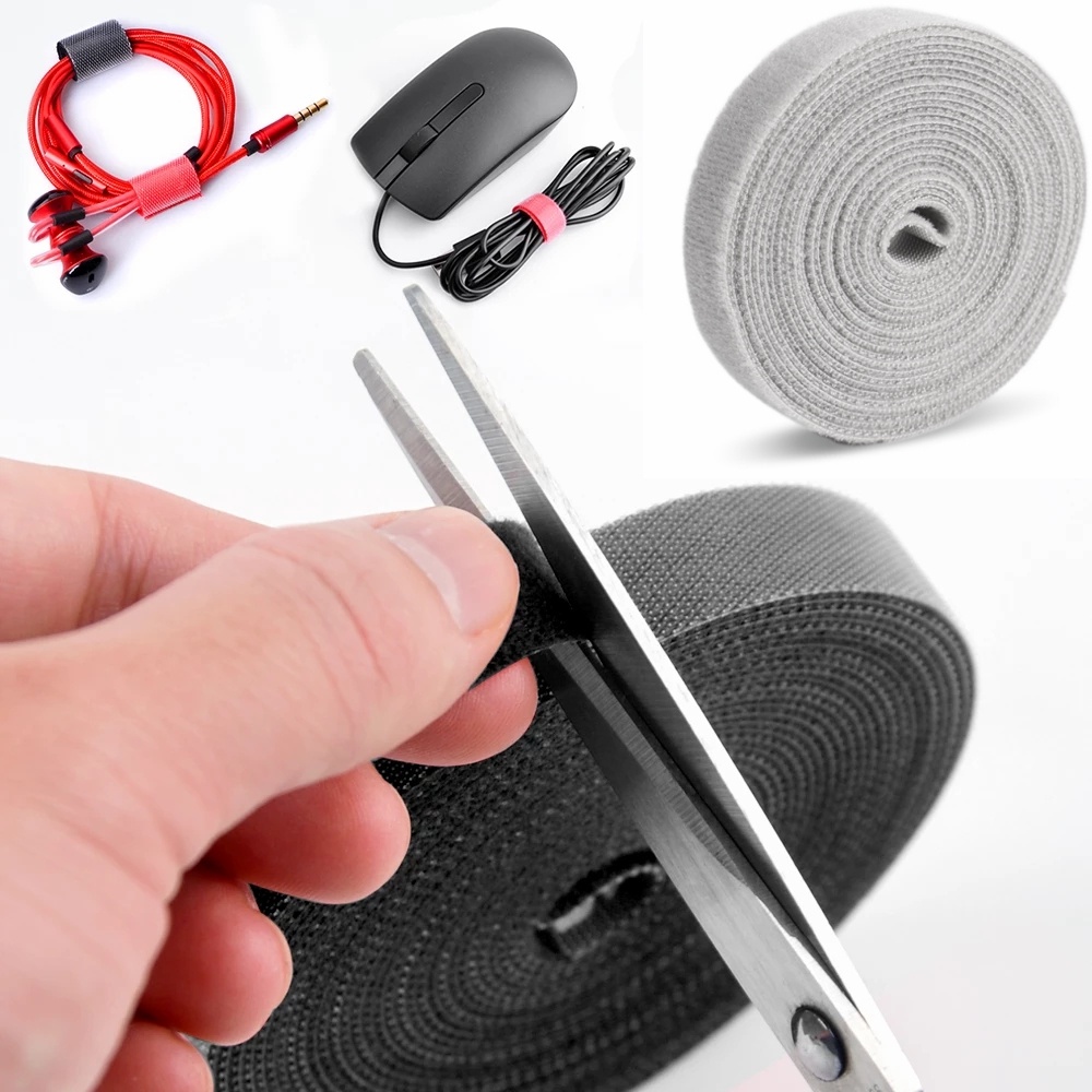 3M/Roll Fastening Tape Cable Ties Reusable Hook and Loop Straps Double ...