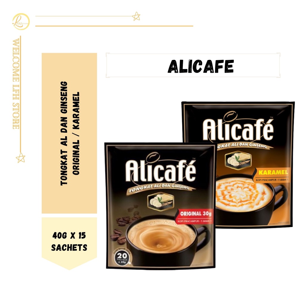 Alicafe Tongkat Ali & Ginseng Original (30g X 20's) / Karamel (40g x 15 ...