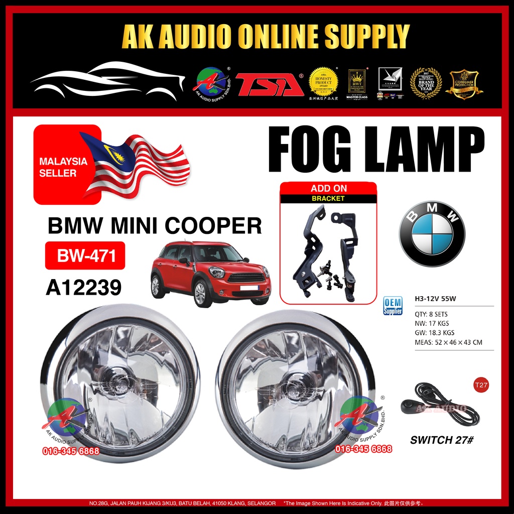 Mini Cooper BW-471 Fog Lamp Front bumper spotlight Without bracket ...