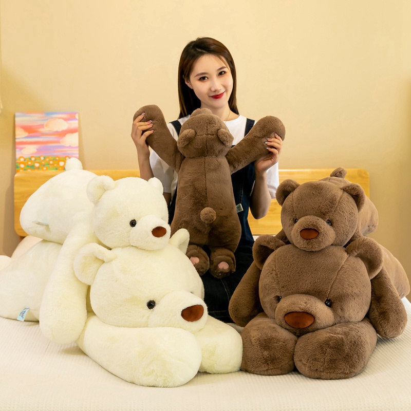Big Size Cute Soft Lying Bear Plush Toy Comfortable Fluffy Bear ...