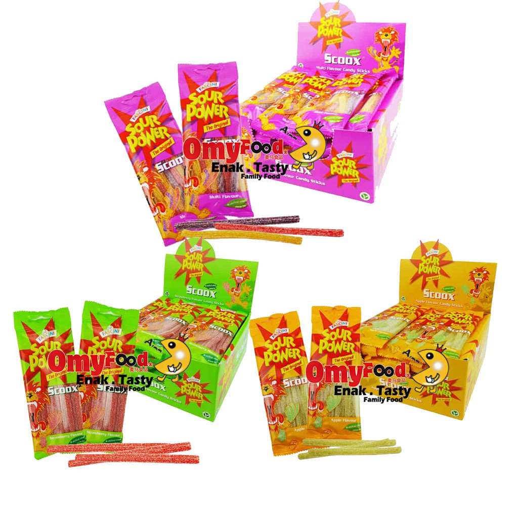40g x 24pack (1 box) Beardy Fascini Sour Power Stick[Apple / Strawberry ...