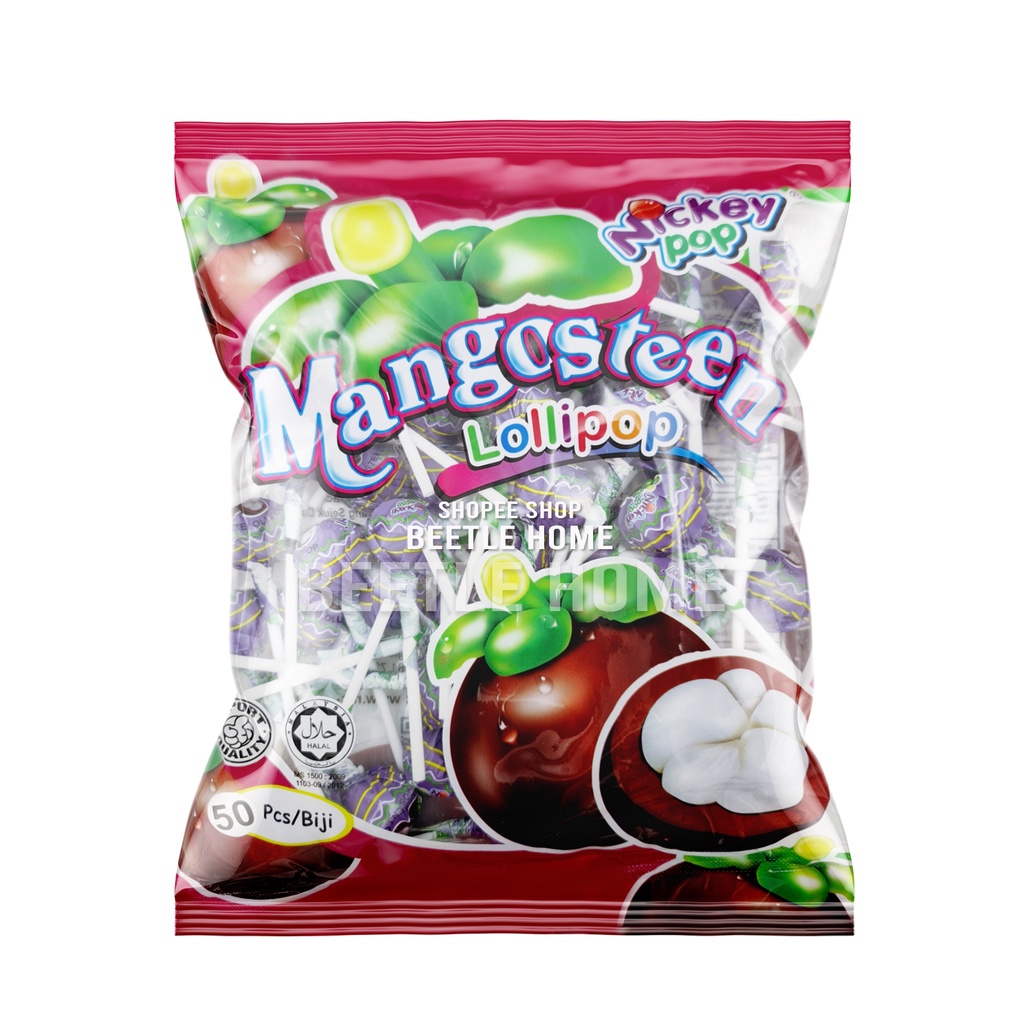 Nickey Pop Sarsi Lollipop Sour Stick Strawberry Candy 50Pcs Gula-gula Batang Chilhood Oldtime ...