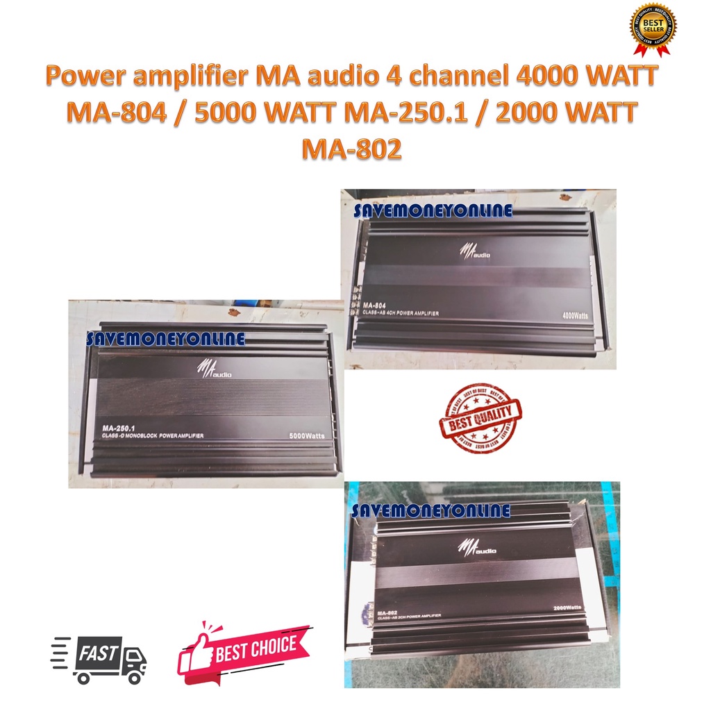 Power amplifier MA audio 4 channel 4000 WATT MA-804 / 5000 WATT MA-250. ...