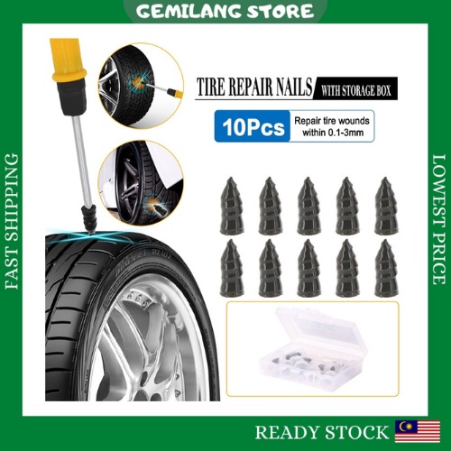 10pcs Cacing Tayar Motor Kereta Repair Tyre Nail Kit Vacuum Car ...