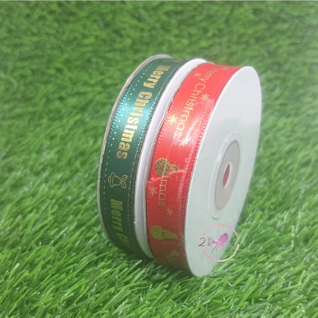 Merry Christmas Grossgrain Ribbon ±1.5cm - Merry Christmas Ribbon per ...
