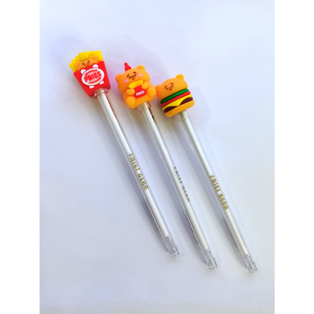 KUKI可奇家小熊快餐中性笔黑色0.5 Bear fast food gel pen black0.5 (No.7117-GP04 ...