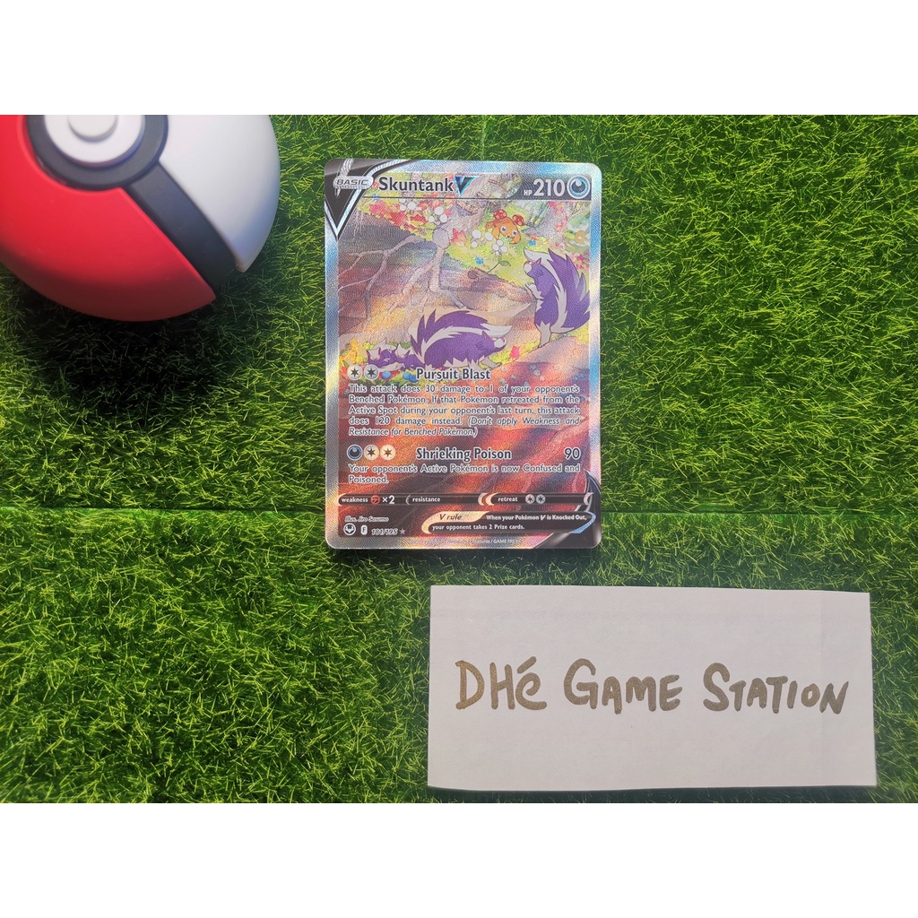Pokemon TCG Skuntank V - 181/195 - Alternate Art Ultra Rare Sword & Shield: Silver Tempest ...