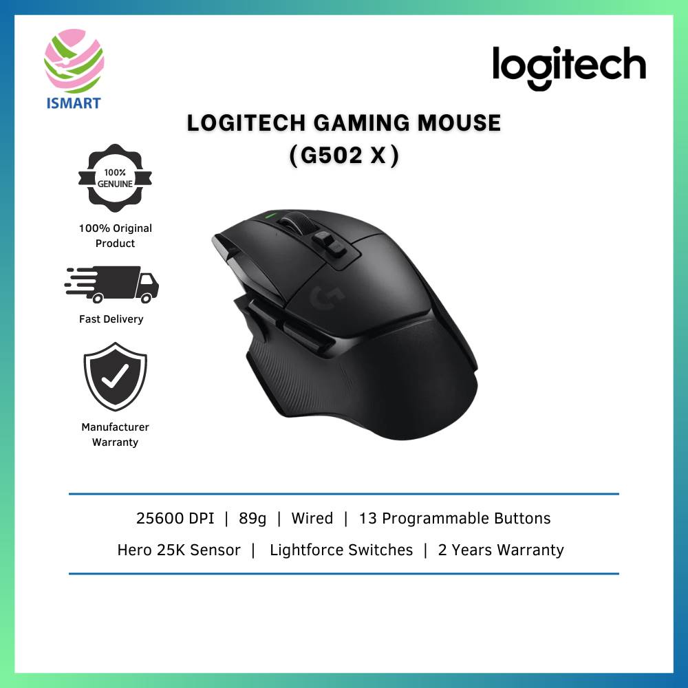 Logitech Gaming Mouse G502 X Black ( 89 grams, PTFE feet, 25,600 dpi ...