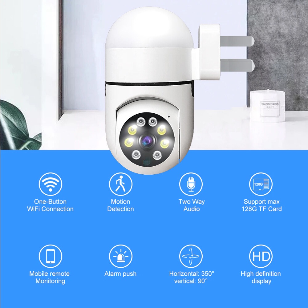 GOQ D4 Socket Bulb LED Lights Wifi CCTV Camera IP Security Surveillance ...