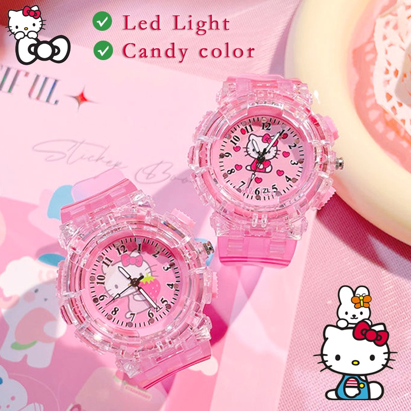 Girly Style Sanrio Kulomi Melody Kids Luminous Watch Frozen Hello Kitty ...