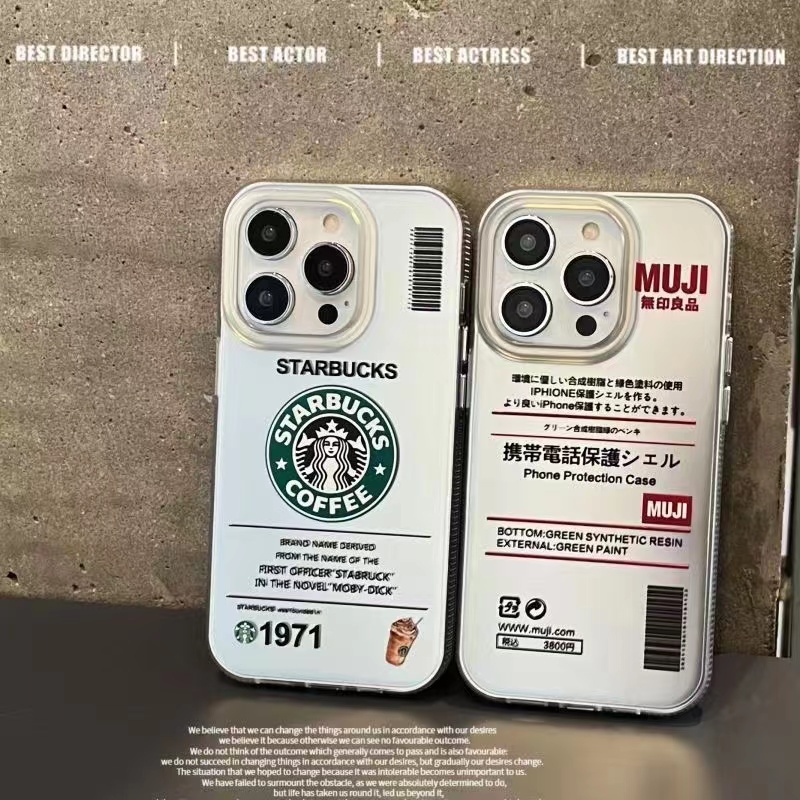 muji starbucks Hot silver high-quality iphone 14 pro max casing case ...