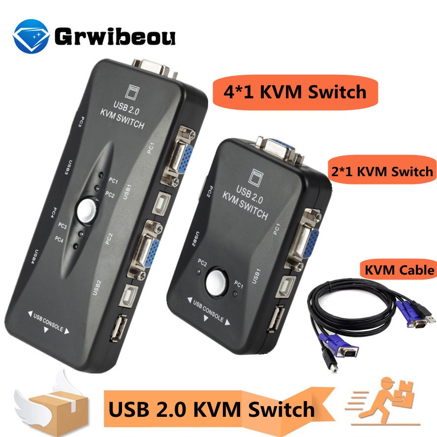 2/4 Port USB2.0 KVM Switch Box For Mouse Keyboard Printer Share ...