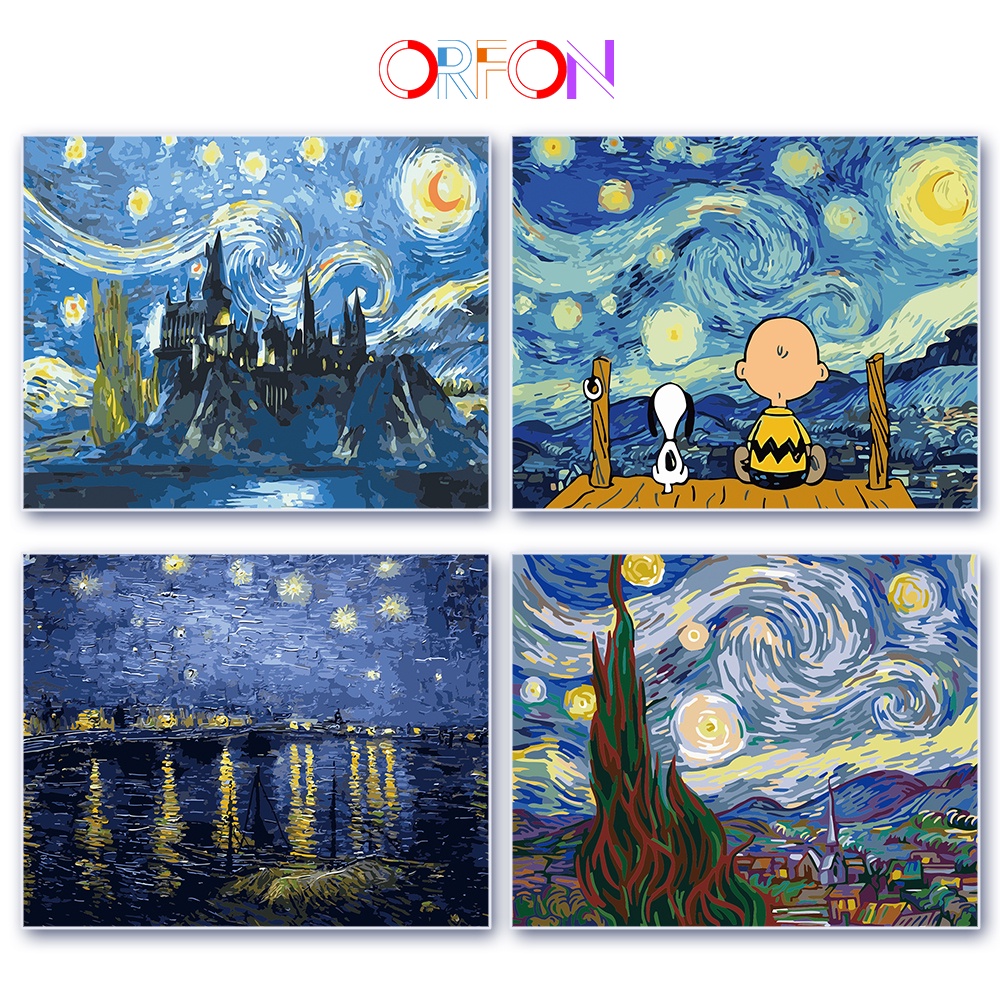 【ORFON】Paint by numbers 40*50cm DIY frame manual coloring small town landscape decompression ...
