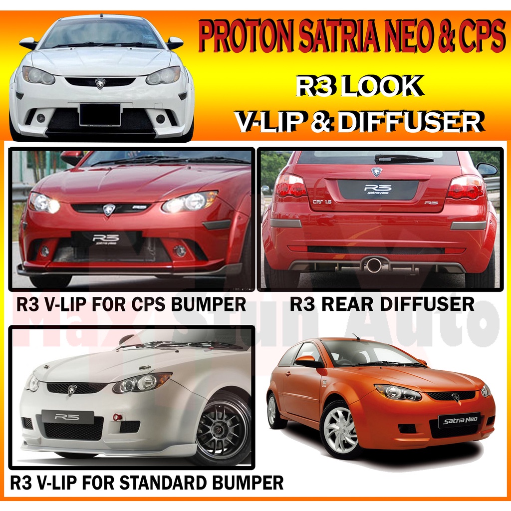 PROTON SATRIA NEO SATRIA NEO CPS R3 LOOK FRONT V-LIP REAR DIFFUSER(R-3 ...