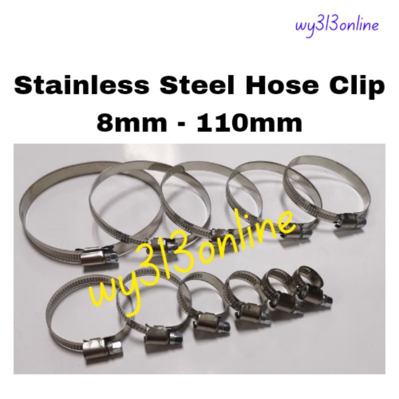 Stainless Steel Hose Clip Clamp Adjustable Hose Pipe Clip Fastener 8mm ...