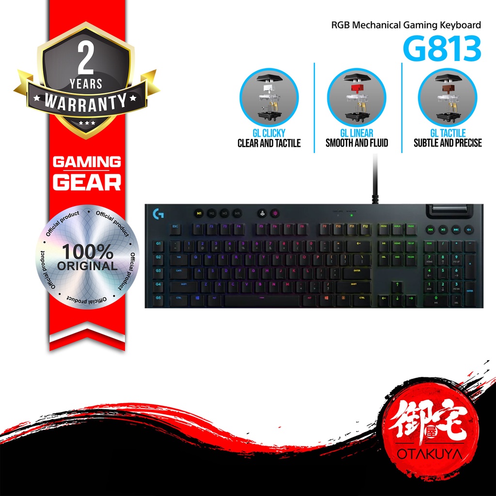 Logitech G813 Lightsync RGB Mechanical Gaming Keyboard Clicky/Tactile ...