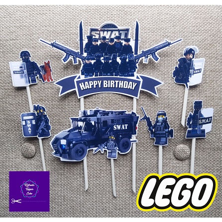 Lego SWAT birthday cake topper custom name + size | Shopee Malaysia