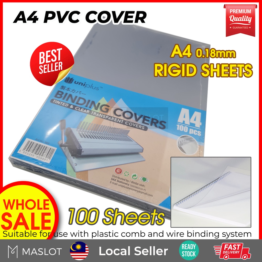 A4 PVC Cover Transparent Binding / PVC Plastic Sheet Cover / Rigid Binding Cover A4 (100 sheets ...