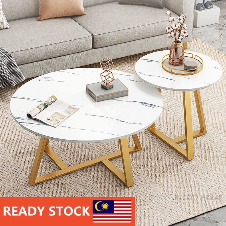 🔥Ready Stock🔥Modern Nordic round coffee table/dining table light luxury side table/marble ...