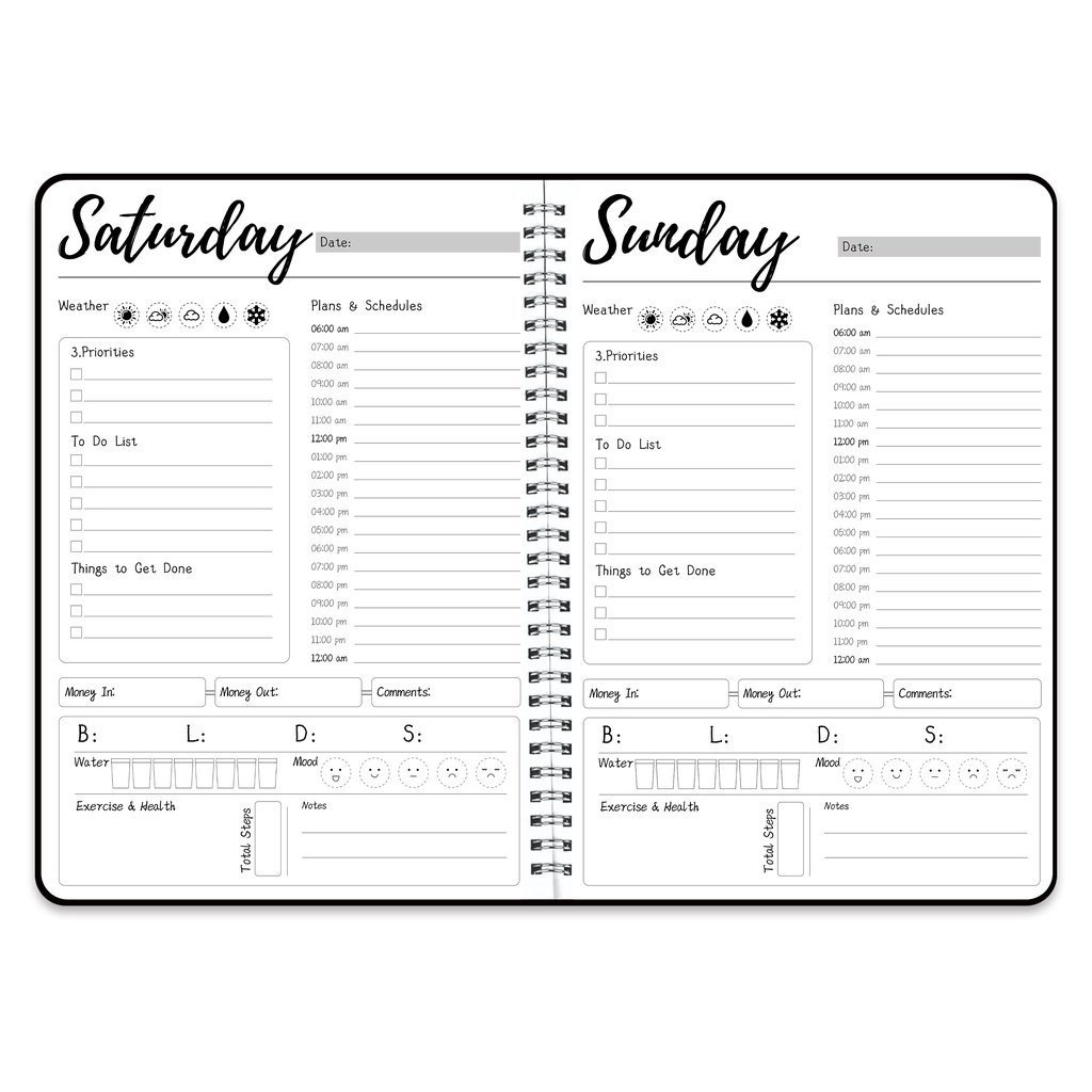 Daily Work Planner Hourly Schedule Planner Spiral Agenda Notebook ...