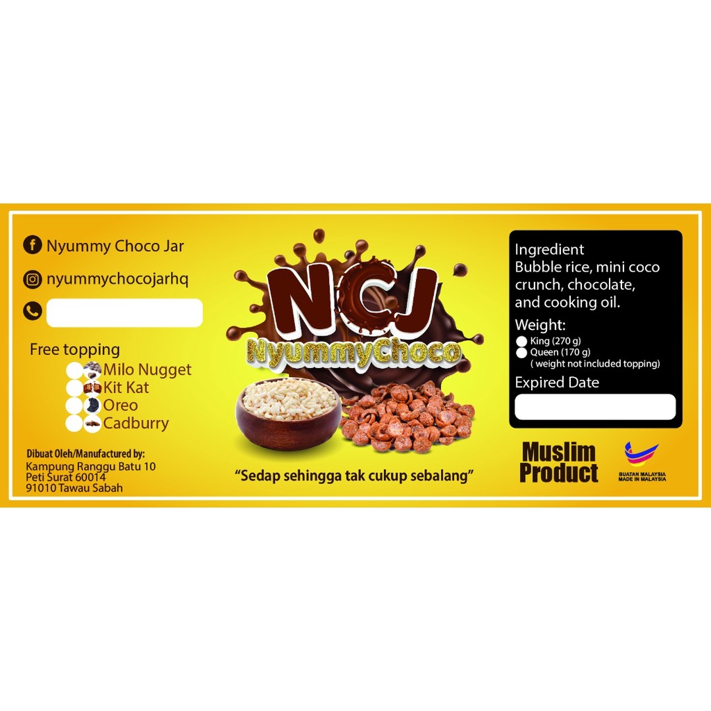NYUMMY CHOCOJAR ( choco crunch & bubble rice) | Shopee Malaysia