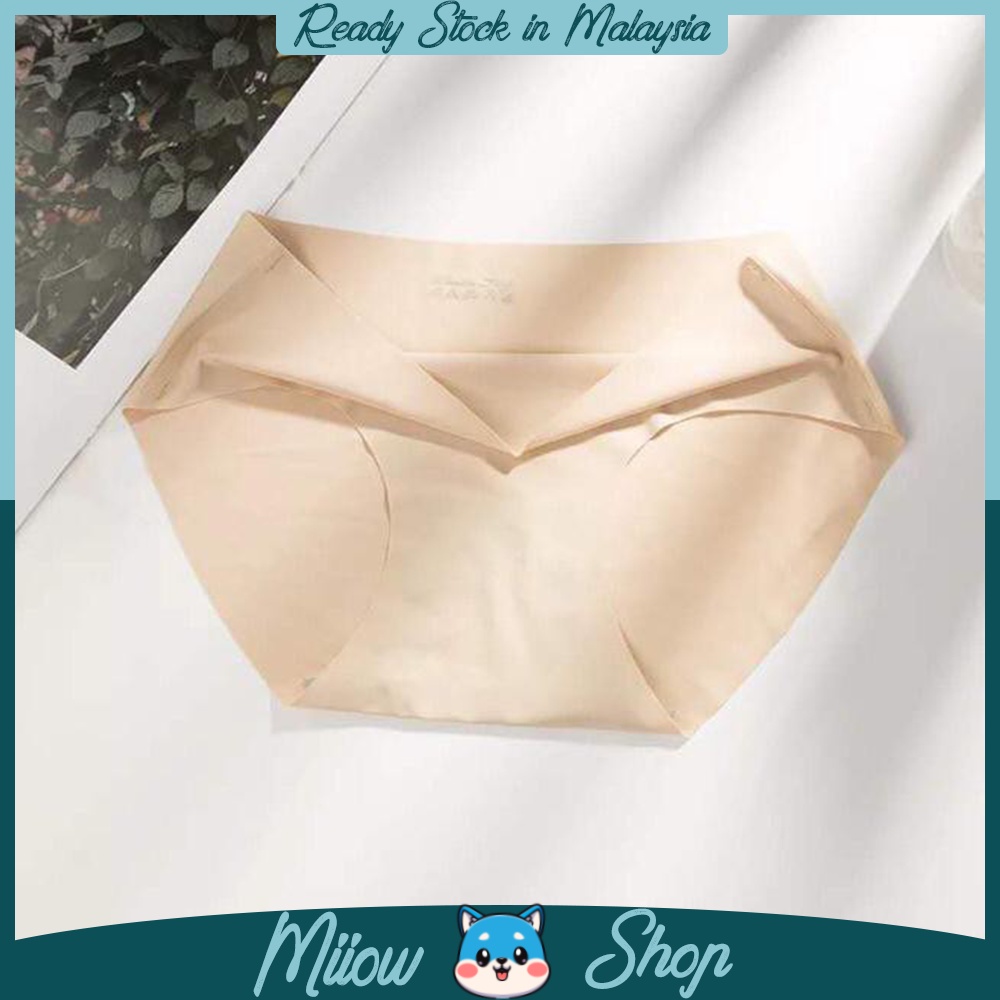 Miiow_Ice Silk Seamless Underwear Middle Waist Panties Women Clothing | Shopee Malaysia