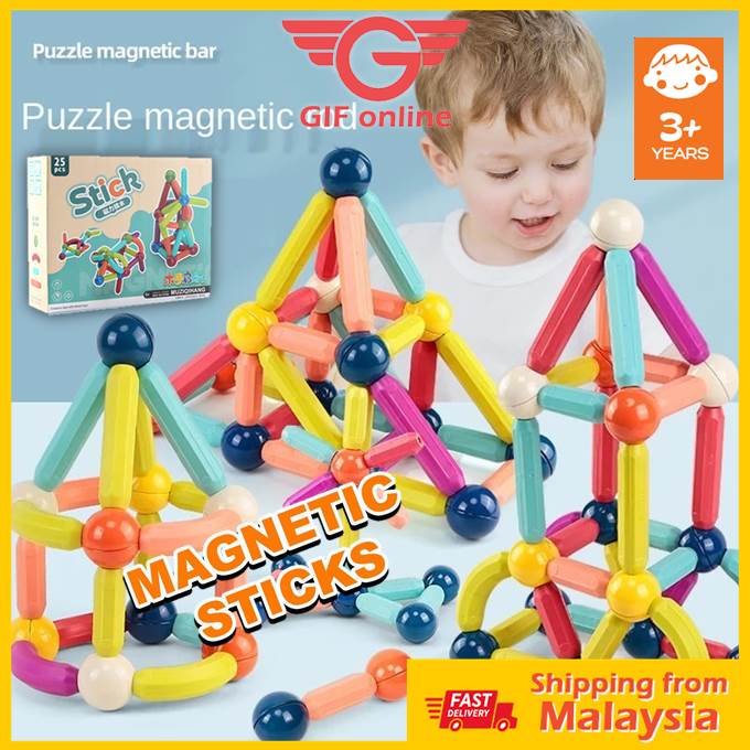 GIFONLINE Magnetic Stick 3D Building Blocks Magnetic Stick Blocks Game Magnets Set Educational ...
