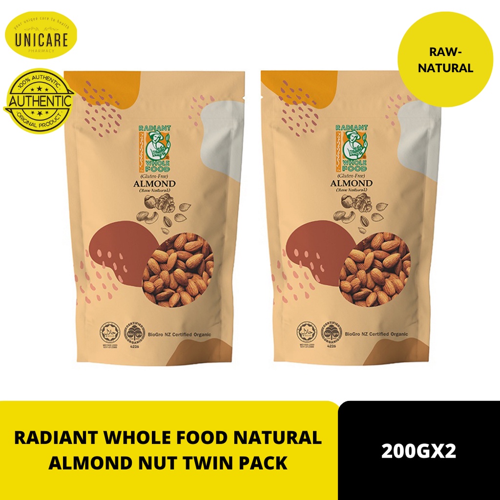 RADIANT WHOLE FOOD NATURAL ALMOND NUT TWIN PACK (200G X 2) | Shopee Malaysia