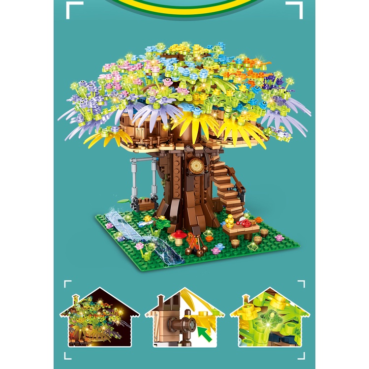 MOC Creative Street View Ideas Series Set Tree House with light ...