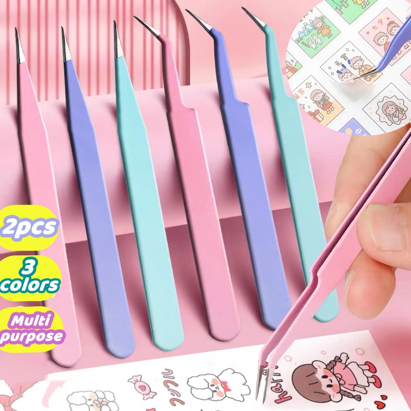 2pcs/set Candy Color Tweezers Scrapbook Sticker Cartoon Tape Picking ...