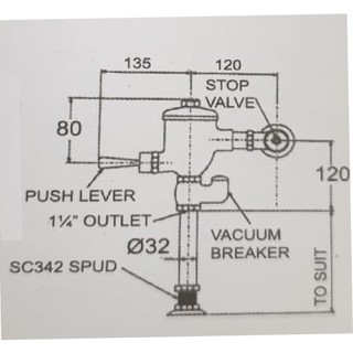 DOE DE600 NH Exposed Manual W.C Flush Valve With Push Lever Vacuum ...