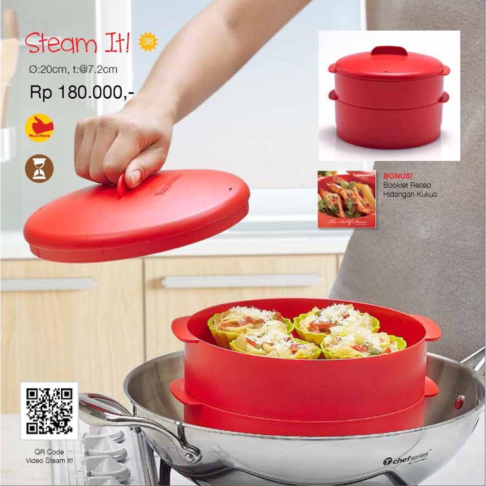 SUPER OFFER: Tupperware Steam It 2 layer Red Steamer Pengukus Merah ...