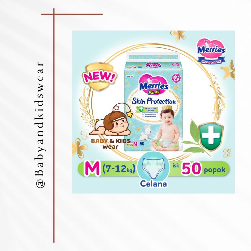 Merries SKIN PROTECTION PANTS M50 L44 | Pants Diapers M50 L44 | Shopee ...
