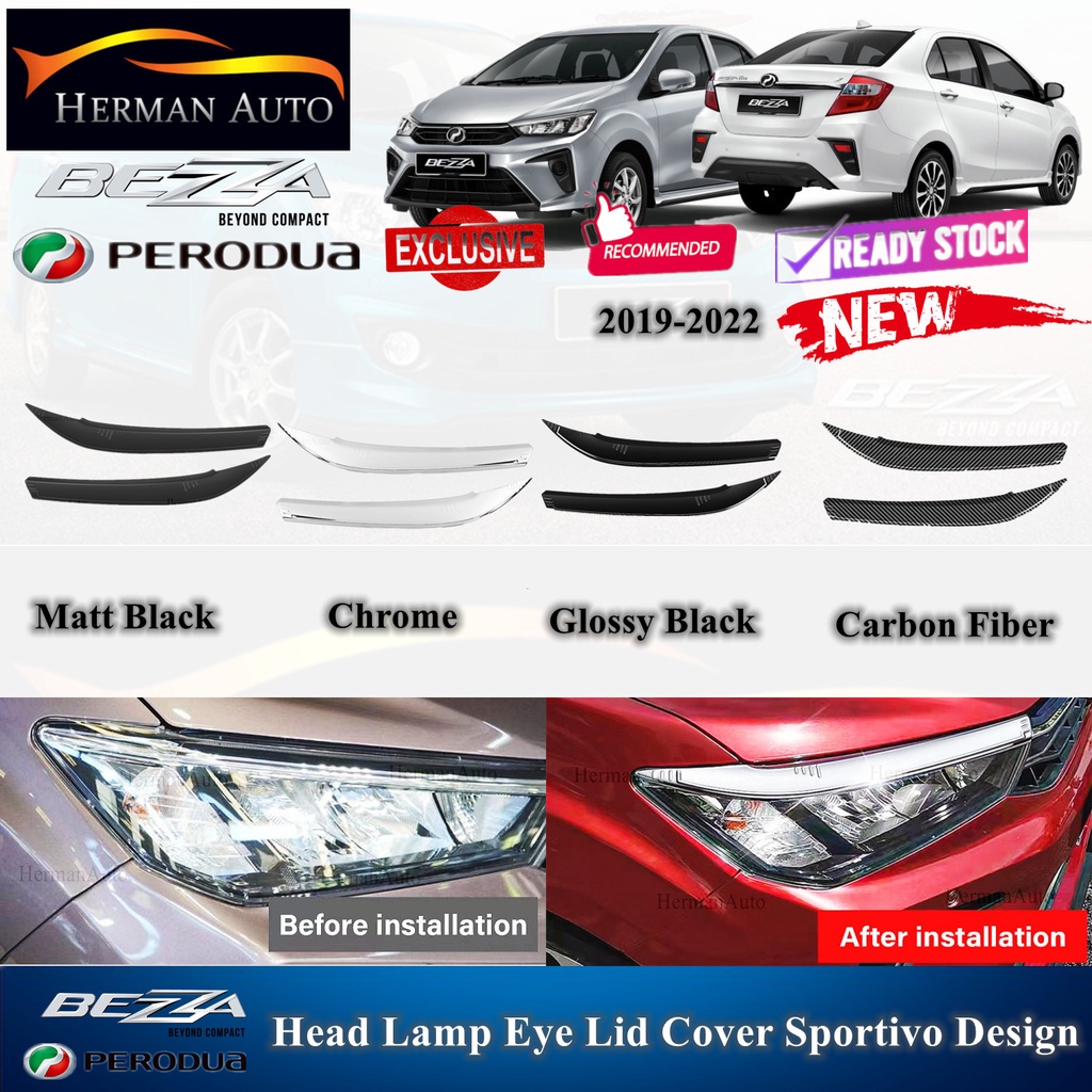 HHermanAuto Perodua Bezza 2019-2022 V2 Head Lamp Eye Lid Cover Sportivo ...