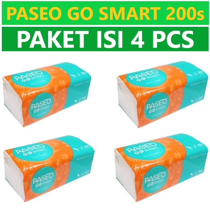 Facial Tissue Tissue Tissue Tisyu Paseo GO SMART 200 sheets 1 pack (4 ...