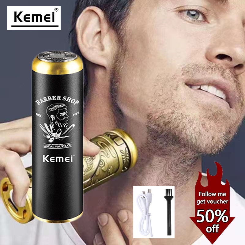 Kemei KM-T10 Mini Men Electric Shaver Wet and Dry Use USB Rechargeable Portable Shaving Machine ...