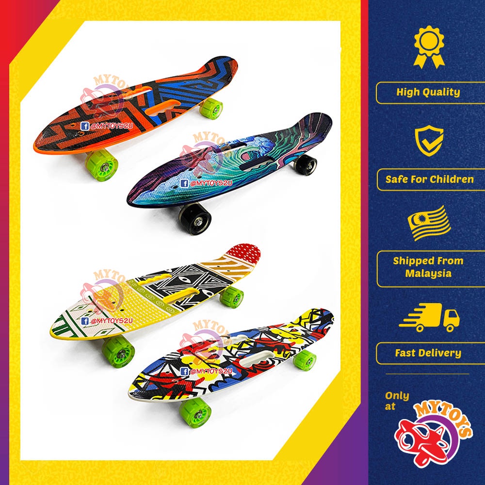 Penny Board Skateboard with Handle 67cm (XL) Assorted Cool Design for ...