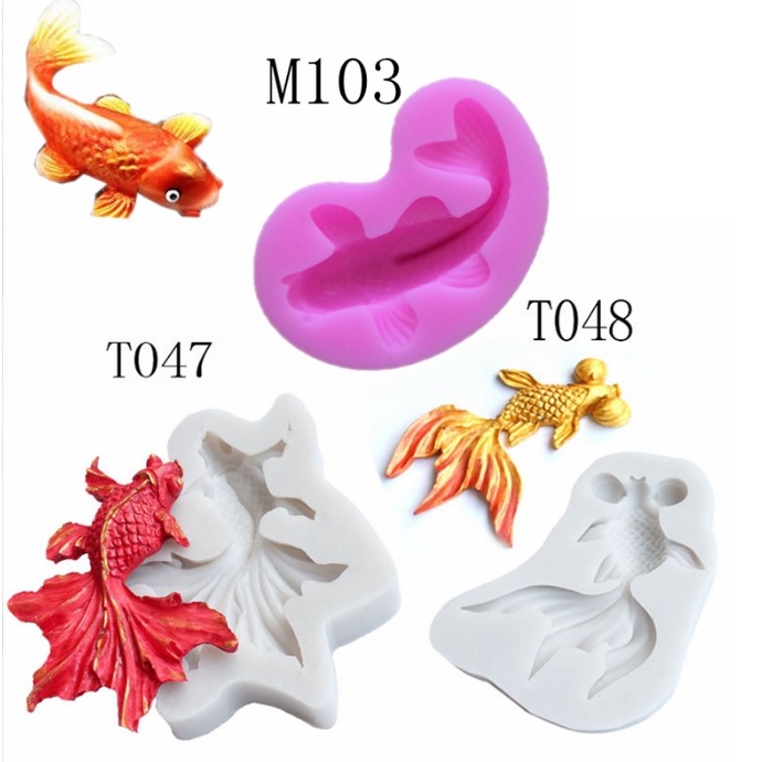 Chinese style carp goldfish silicone chocolate fondant mold ...