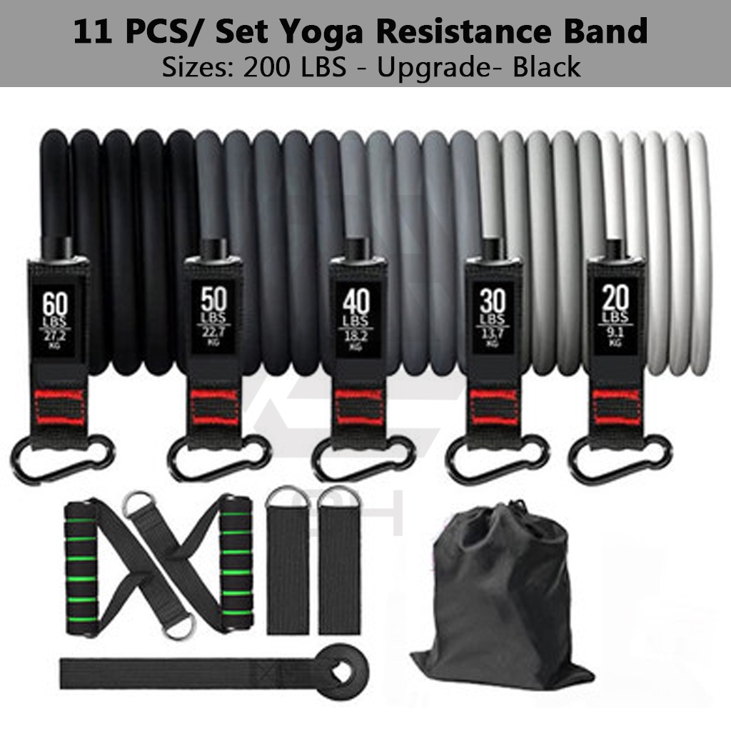 3H Set Getah Senaman 11PC [100–250LBS] | Resistance Bands Kit | Tali ...