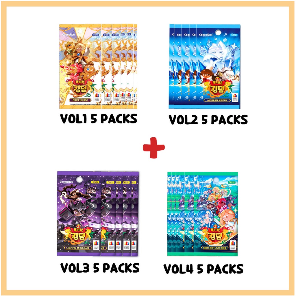 Cookie Run Kingdom Card Pack Starting Complete Set VOL1 5 Packs+ VOL2 5 ...